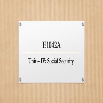 Labour Eco Unit IV - Social Security by A. Royal Edward Williams. | PPT