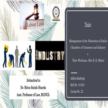 Definition of Industry- Labour and Industrial Law - FICCI v. Workman ...