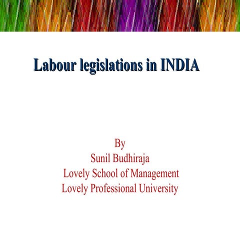 PPT on "Labour Laws in India" | PPSX