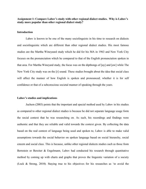 William labov: Language Variation and Change | PDF