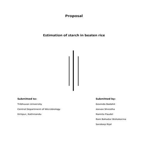 Lab project proposal on estimation of starch in beaten rice samples | PDF