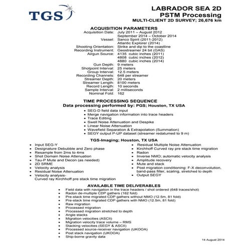 TGS Arcis- Labrador Sea 2D | PDF