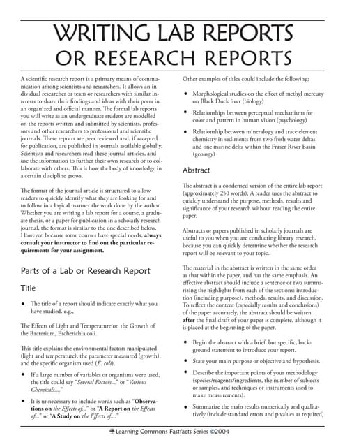 How to Write a Lab Report | PPTX