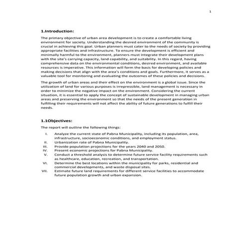 A Study of Urban Area Plan for Pabna Municipality | PDF