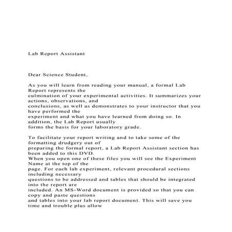 Lab Report Assistant Dear Science Student, .docx