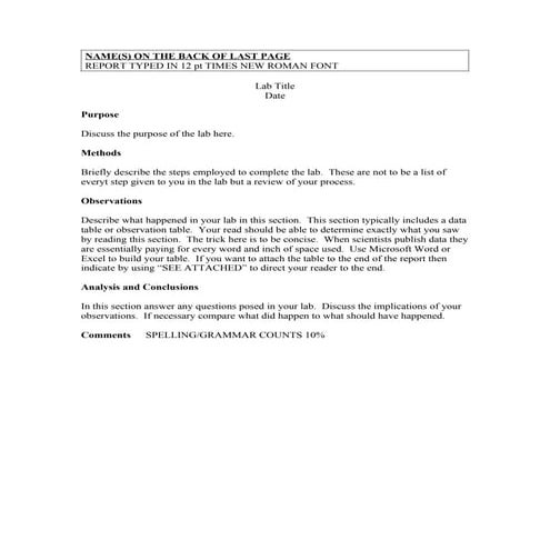 Lab Report Form | PDF