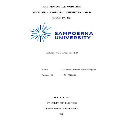 Lab report molecular modelling | PDF