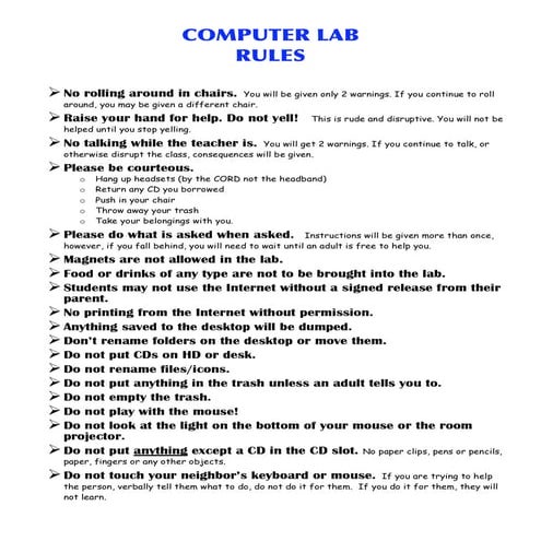 Labrules.doc | Computing | Technology & Computing