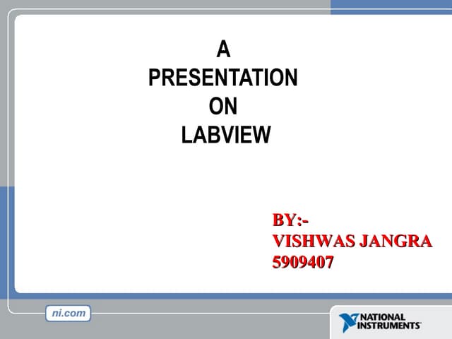 Presentation on LabVIEW Basics | PPTX