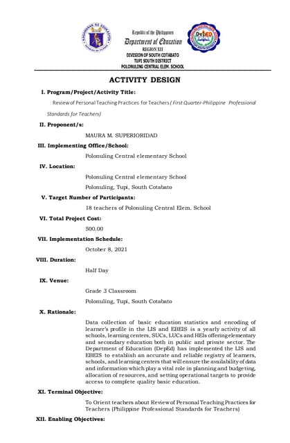 Portfolio Day [ACR] Activity Completion Report and Narrative Report | DOCX