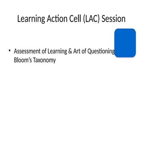LAC_Assessment_of_Learning - Assessment of Learning vis-à-vis Art of ...