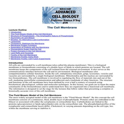 The Cell Membrane | PDF