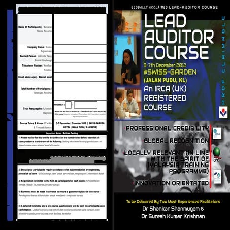 IRCA REGISTERED LEAD AUDITOR COURSE | PDF