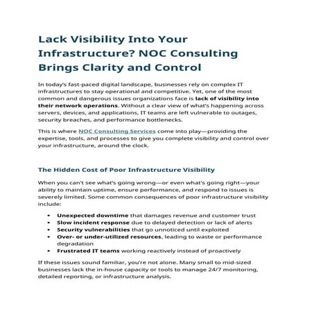 Lack Visibility Into Your Infrastructure NOC Consulting Brin.docx
