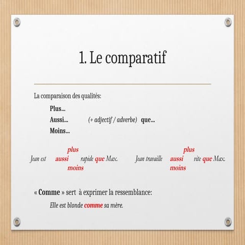 Fiche- le comparatif et le superlatif | PDF