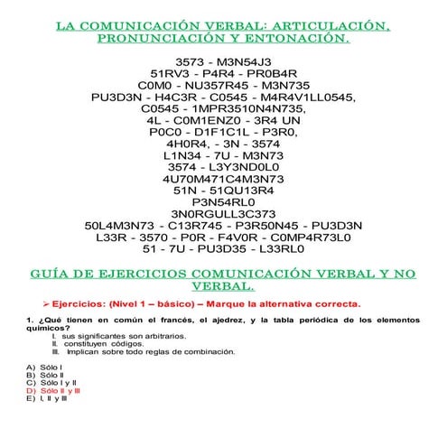 La comunicacion verbal__ejercicios | DOC