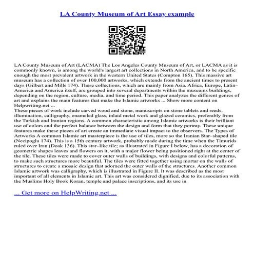 LA County Museum Of Art Essay Example | PDF