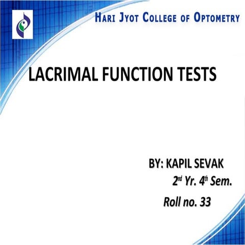 Tear function tests | PDF
