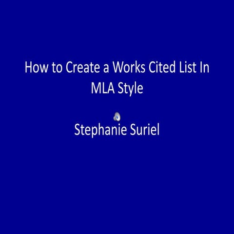 How to Create a Works Cited List In MLA Style | PPTX