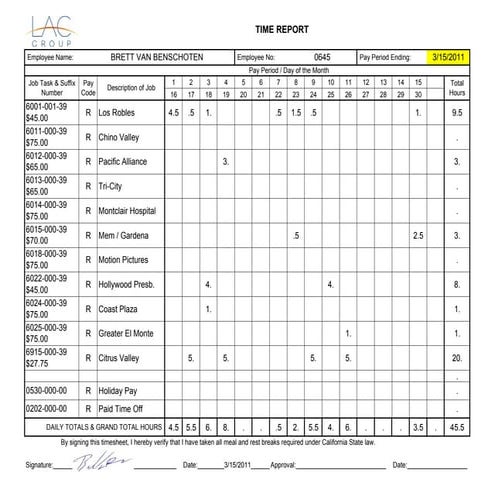 Lac timesheet 03 15-11 | PPT