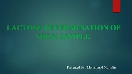 Pynes method for protein determination in milk sample | PPTX ...