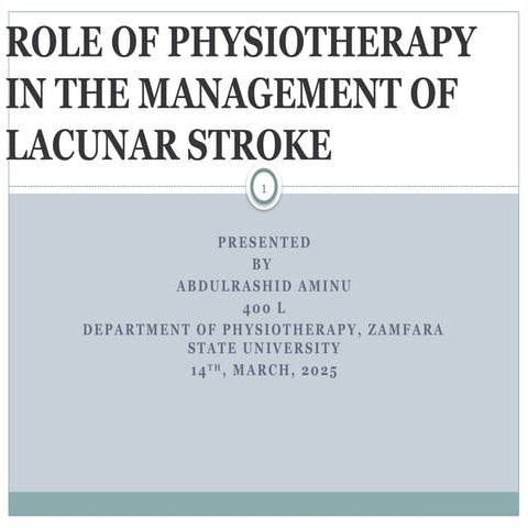 Lacunar Stroke edited Dr Bakare.pptx .physiotherapy approach | PPTX