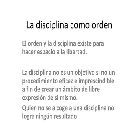 La disciplina como orden | PPT