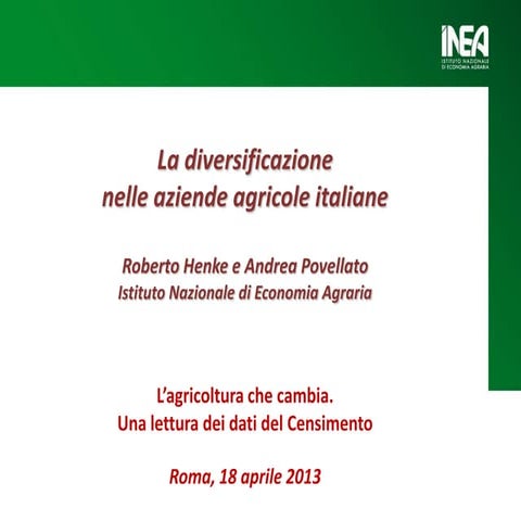 La diversificazione nelle aziende roberto henke andrea povellato | PPTX