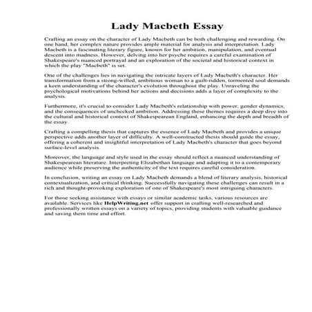 Lady Macbeth Essay.pdf | Stocks and Bonds | Personal Investing