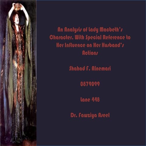 Lady macbeth's character by shahad | PDF