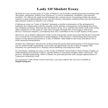 Lady Of Shalott Essay | PDF