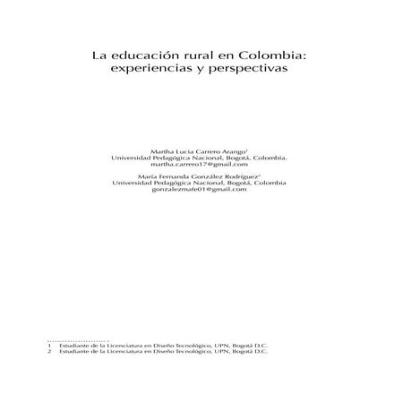 La educacion rural_en_colombia_experiencias_y_pers | PDF