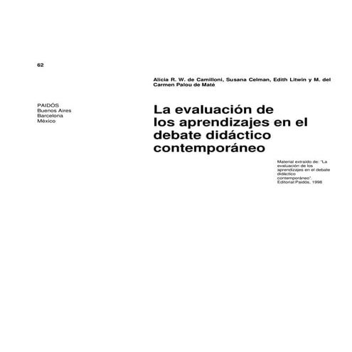 La evaluación Litwin Celman Camillioni | PDF