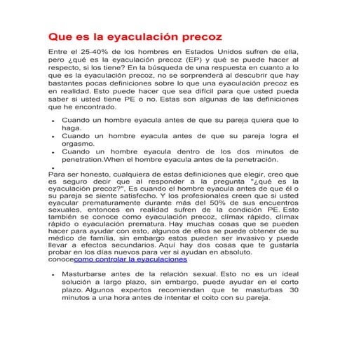 La eyaculación precoz | DOCX