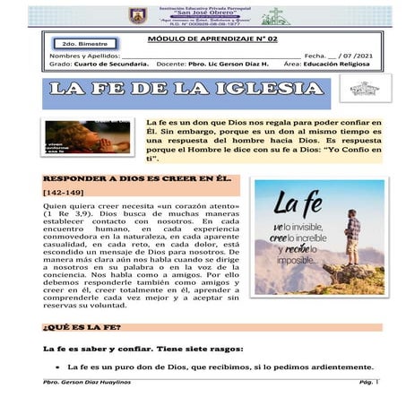 Las dimensiones de la fe | PPT