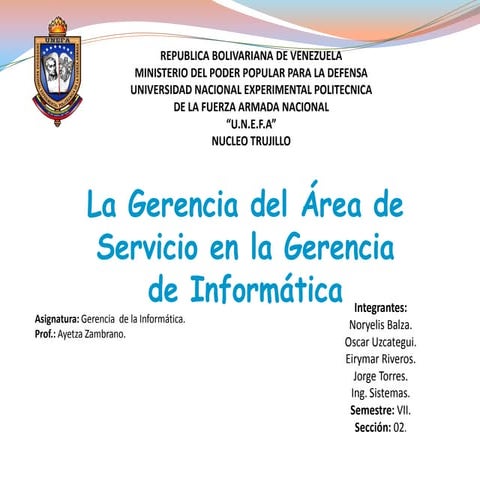 La gerencia del servicio en la gerencia de informatica | PPTX