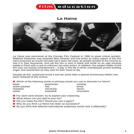 La Haine Revision Notes | PDF