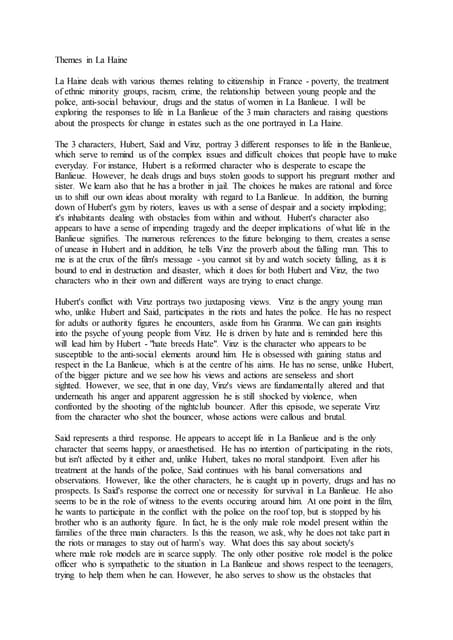 La Haine Revision Notes | PDF | Screenwriting | Content Production