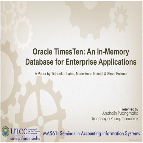 Oracle Timesten In Memory Database Ppt