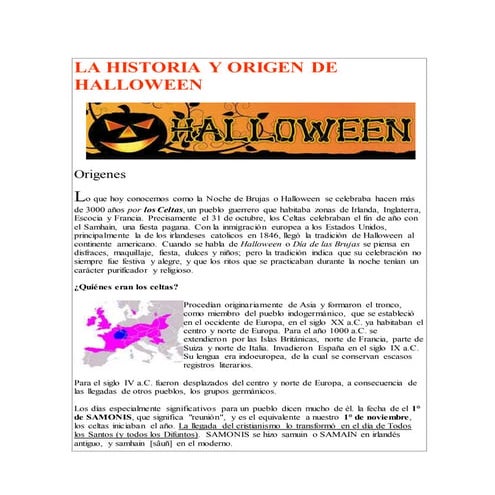 La historia y origen de halloween | DOCX