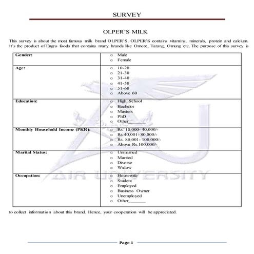 questionnaire Pattern | DOCX