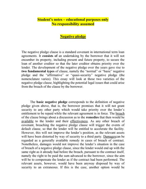 Negative Pledge fb | PDF