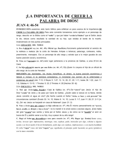 La Importancia De Creer En La Palabra De Dios Docx