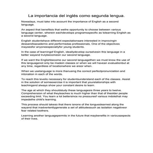 La importancia del inglés como segunda lengua | PDF