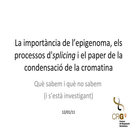 La importància de l’epigenoma jofre | PPT