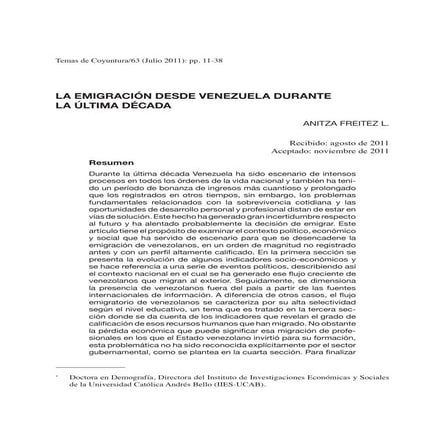 La inmigracion de venezuela_IAFJSR | PDF