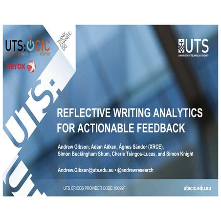 LAK17 Reflective Writing Analytics | PDF