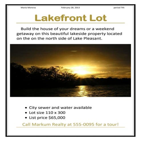 Lakefront lot | DOCX