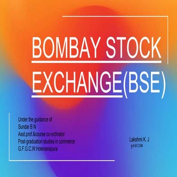 Bombay stock exchange (BSE) | PPTX