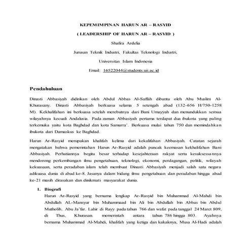 Kepemimpinan Harun Ar-Rasyid | DOCX